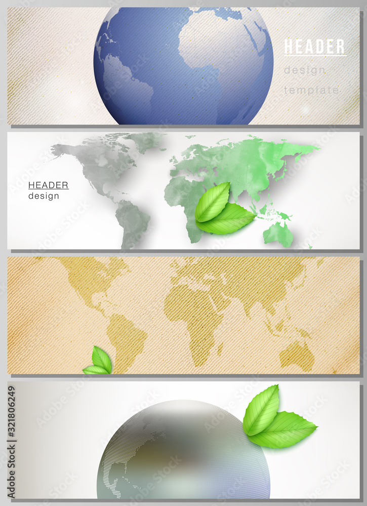 Vector layout of headers, banner design templates for website footer ...