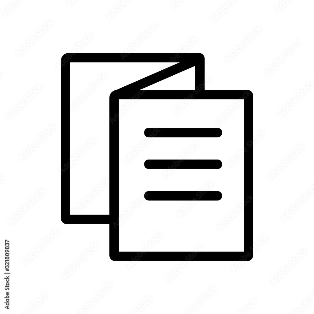 booklet icon vector. Thin line sign. Isolated contour symbol ...