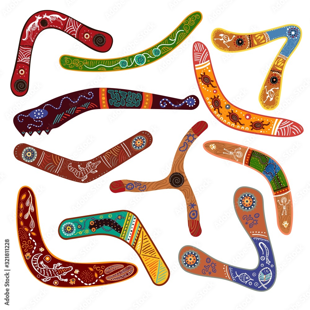 Australian boomerang vector illustration traditional wood symbol in ...