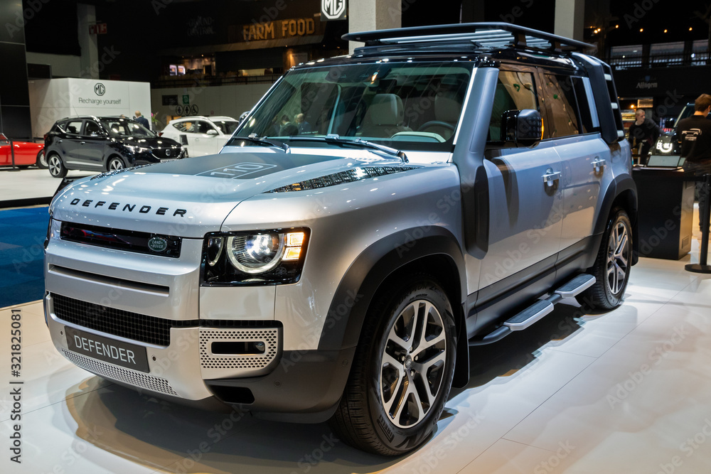 BRUSSELS - JAN 9, 2020: New Land Rover Defender car model showcased at ...