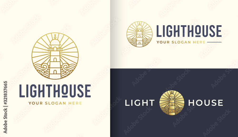 Lighthouse line art logo design Stock Vector | Adobe Stock