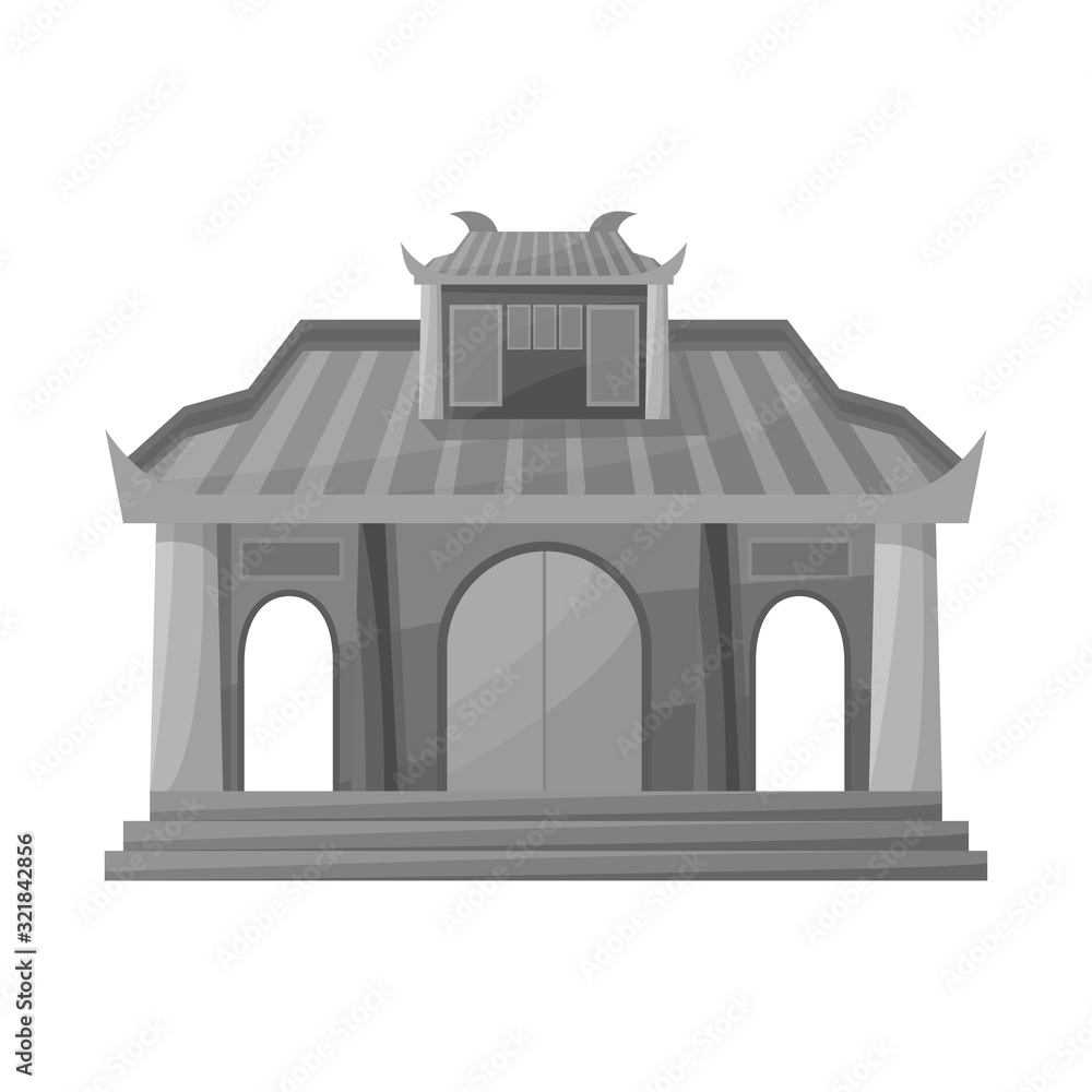 Vector illustration of temple and hanoi icon. Collection of temple and ...