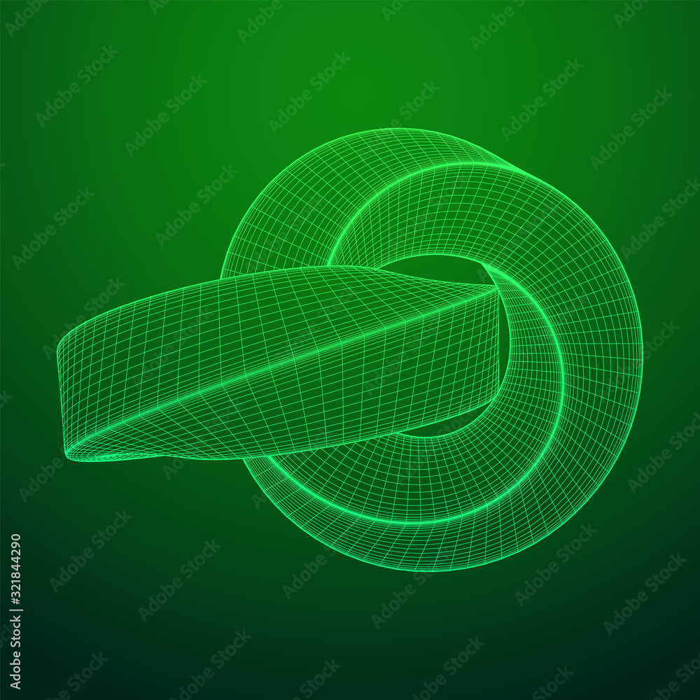 Mobius strip ring knot sacred geometry. Spatial figure with upturned ...