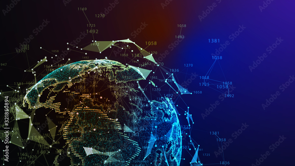 Connection lines Globe. Background with Light Effect. Global ...