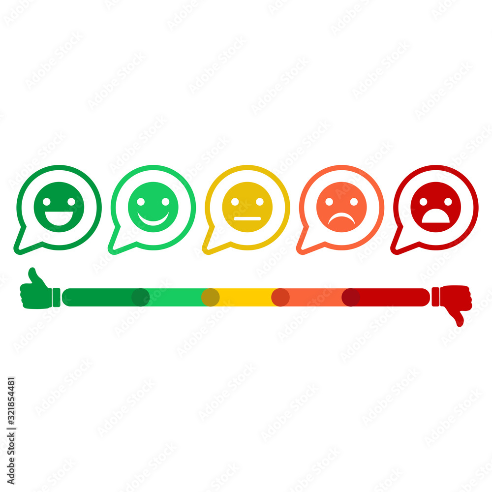 Set of Emoticons. Rank, level of satisfaction. Feedback rating scale of ...