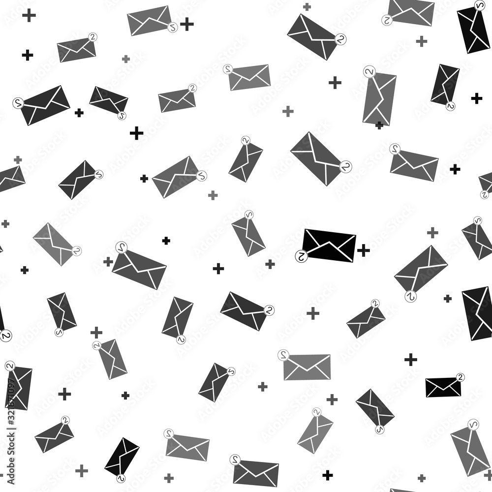 Black Envelope icon isolated seamless pattern on white background ...