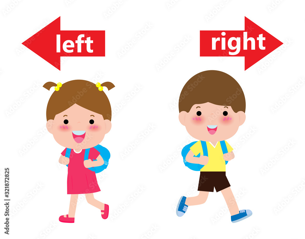 Vecteur Stock Opposite left and right, Girl on the left and boy on the ...