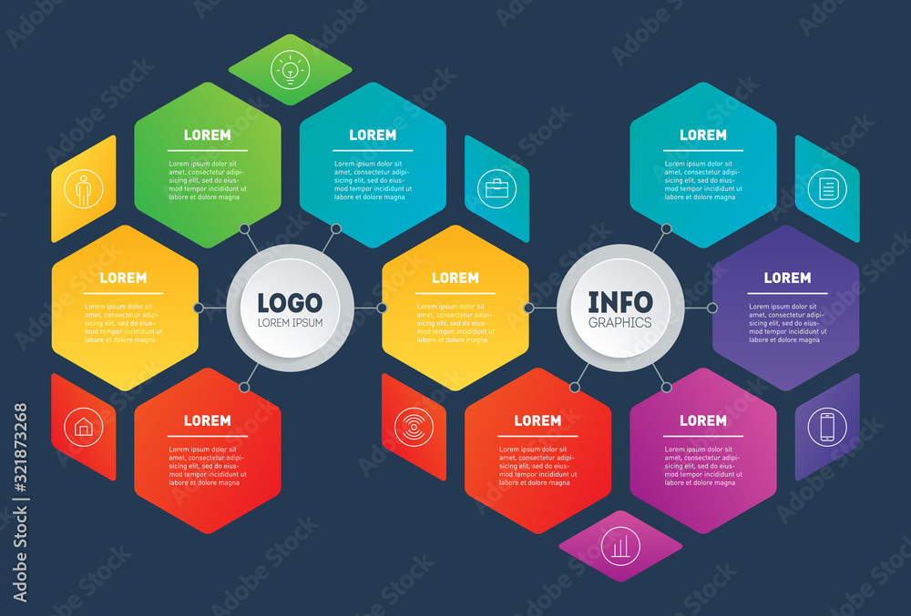Business presentation concept with 9 options. Brochure design template ...
