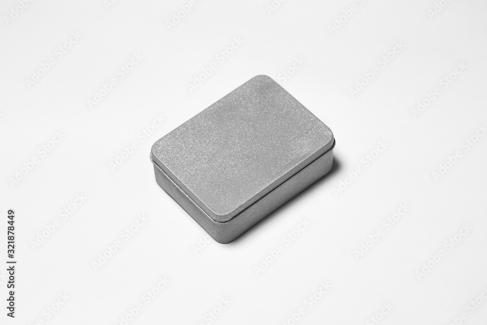 Foto de Empty Metal Box Mock up isolated on white background. Steel ...