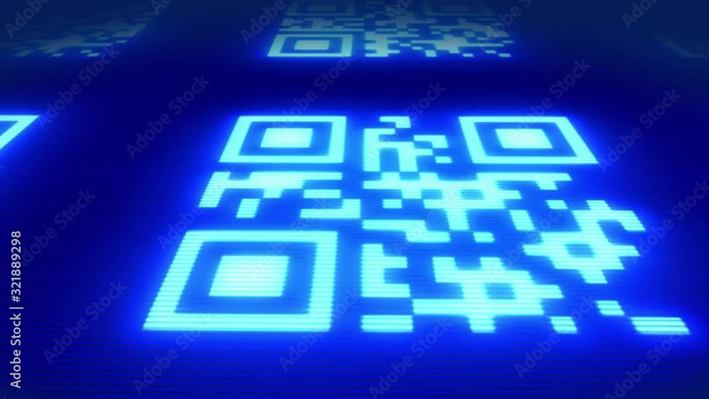 QR Code Technology Icons Background Loop/ 4k animation of an abstract technology background with ...