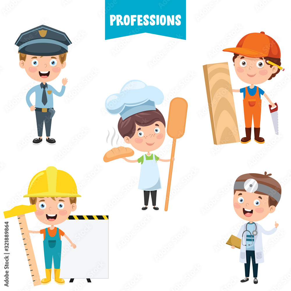 Cartoon Characters Of Different Professions เวกเตอร์สต็อก | Adobe Stock