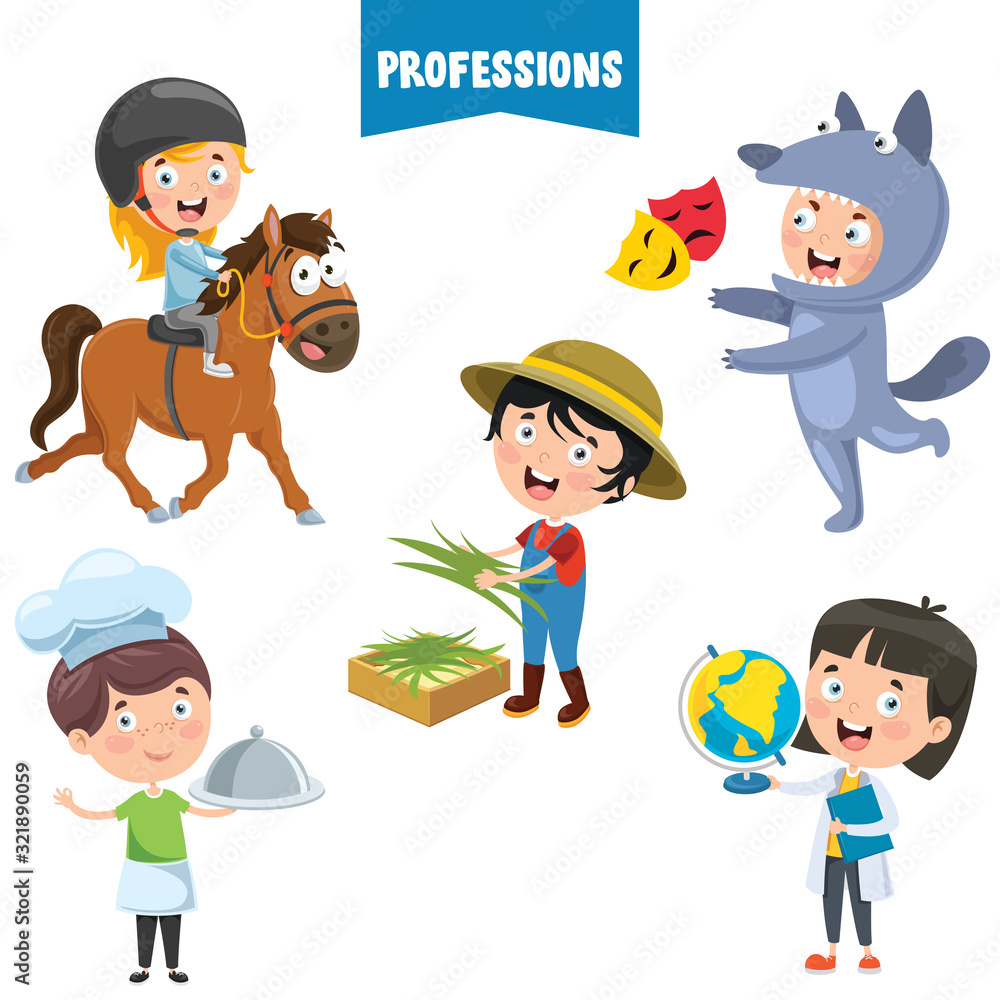 Cartoon Characters Of Different Professions Stock Vector | Adobe Stock