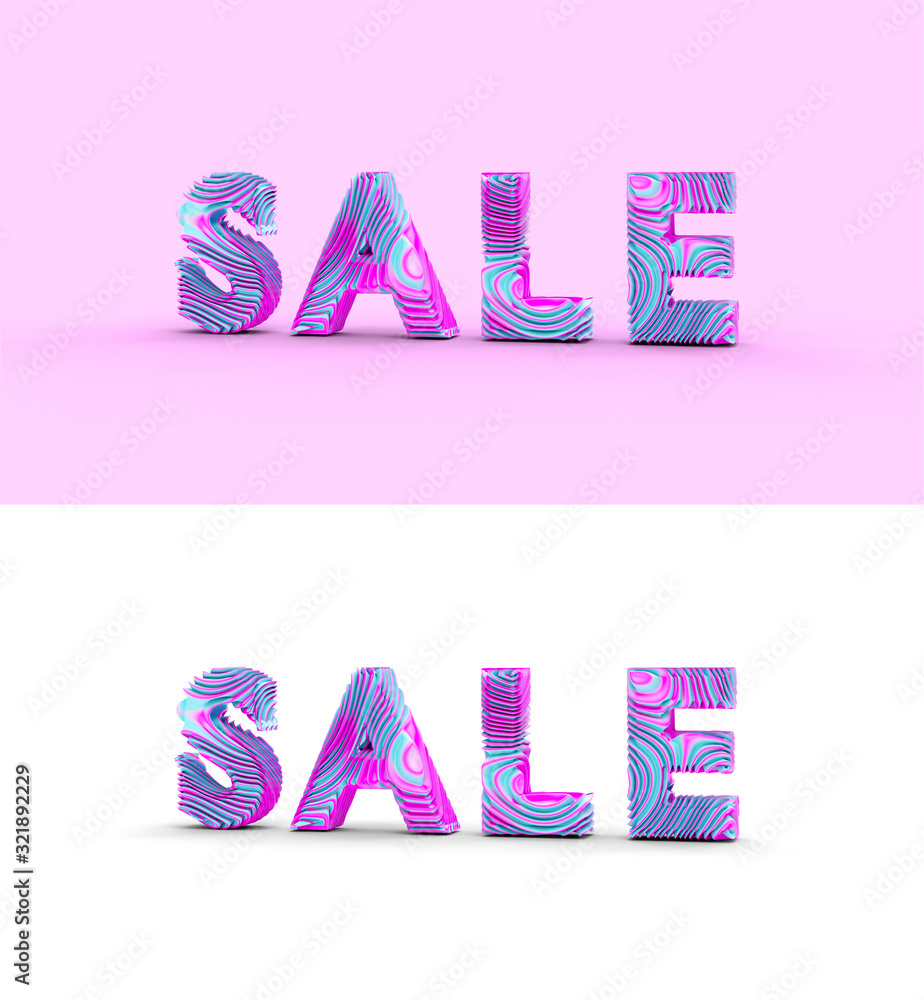 Stylized word text SALE, abstract good texture, there is a shadow. Two ...