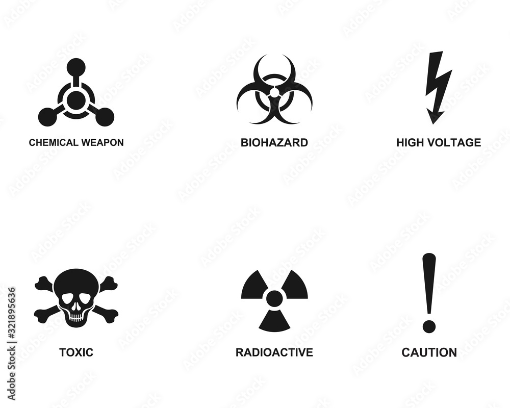 Set of danger signs isolated on white background. Vector illustration ...
