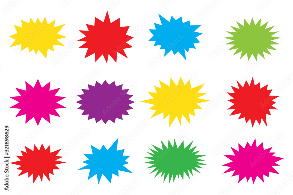Starburst speech bubbles set, star sticker vector, Bursting icon ...