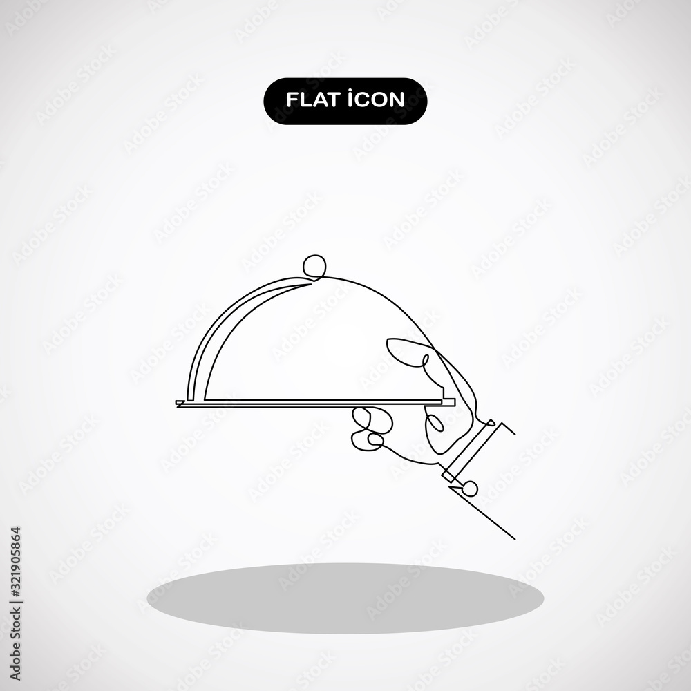 Hand Serving Tray of Food-continuous line drawing Stock Vector | Adobe ...