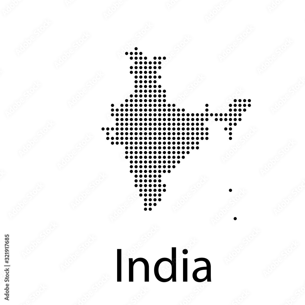 Black India map separated on states Stock Vector | Adobe Stock