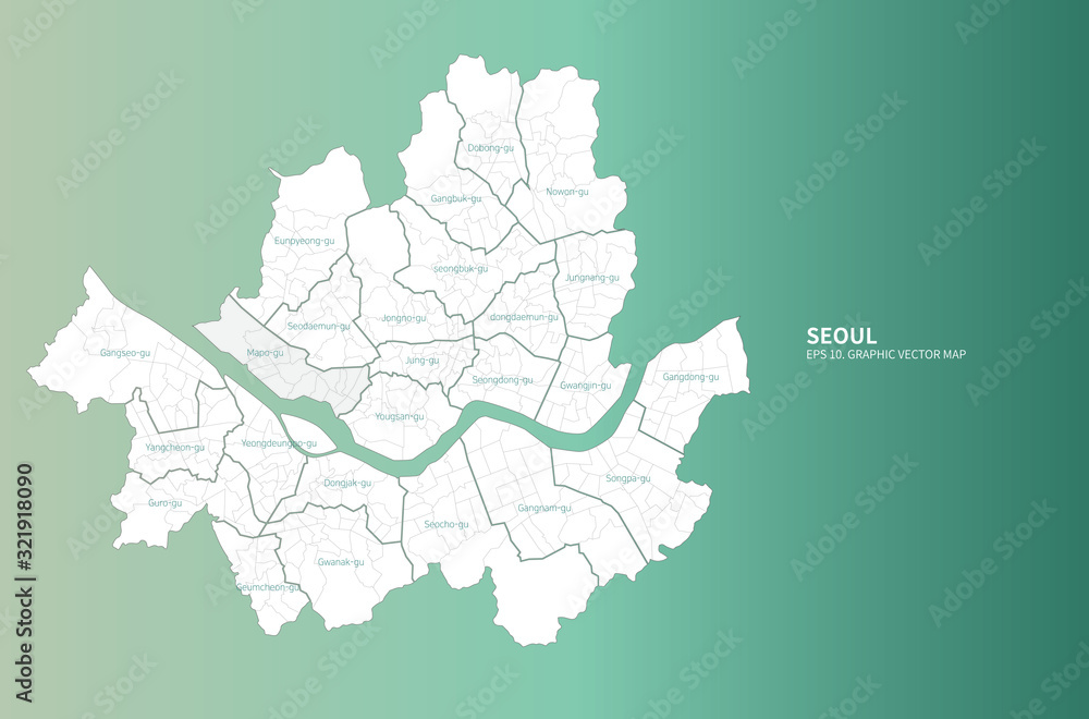 seoul map of korea, han river inforgraphic map. Stock Vector | Adobe Stock