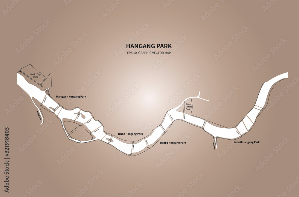 hangang map. seoul map of korea, han river inforgraphic map. Stock ...