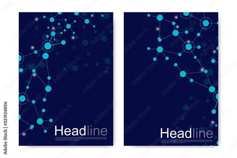 Scientific brochure design template. Vector flyer layout, Molecular ...