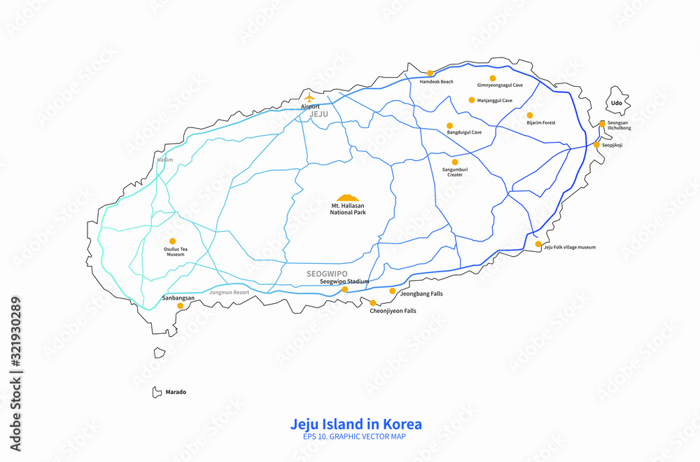jeju island map. jeju map of korea. vector de Stock | Adobe Stock