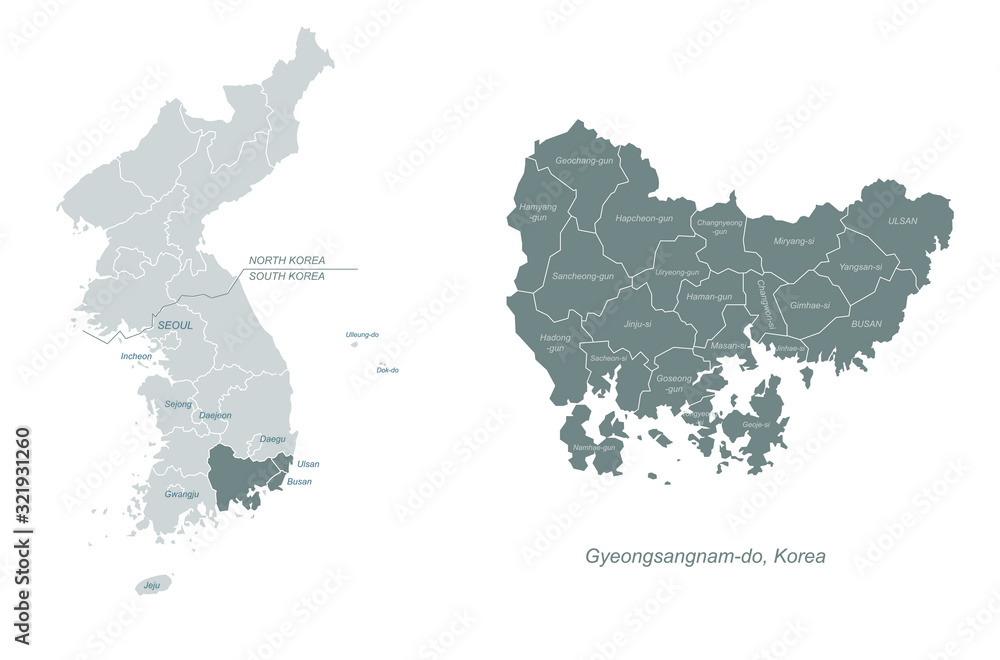 korea map. busan map of korea. gyeongsang namdo. south gyeongsang do ...