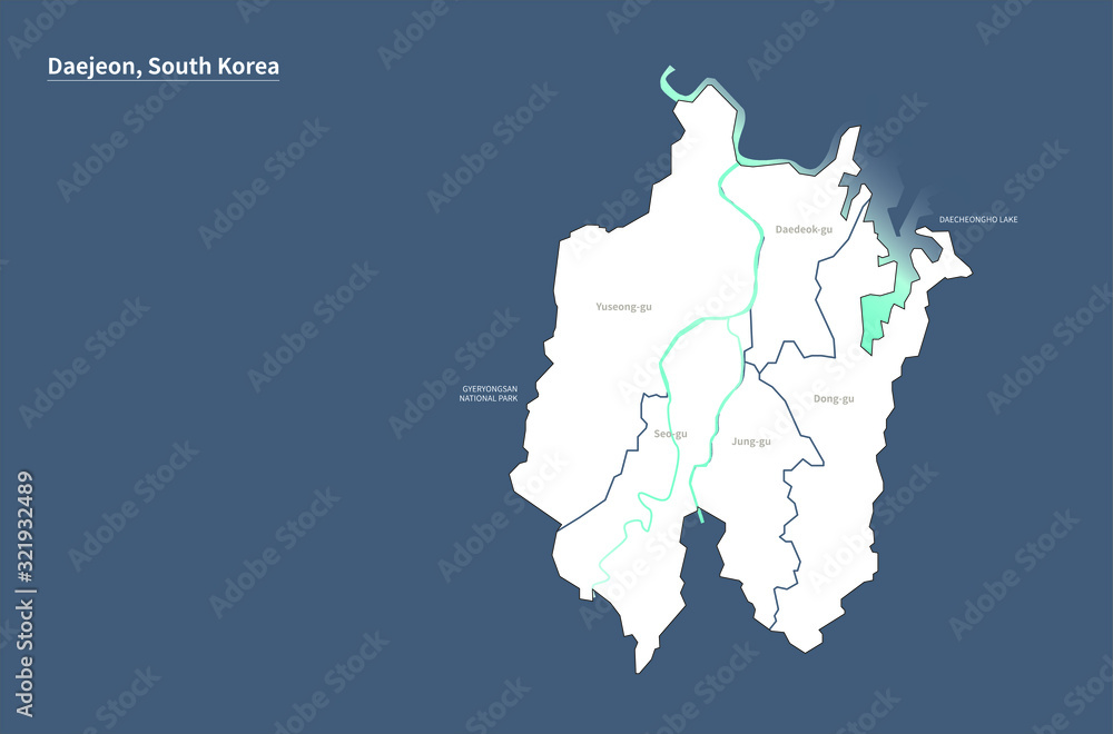 korea city map. daejeon, sejong map. chongcheong-do map. Stock Vector ...