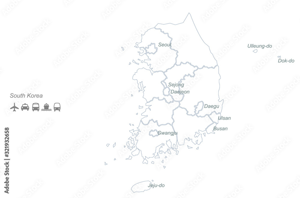 korea city map. daejeon, sejong map. chongcheong-do map. Stock Vector ...