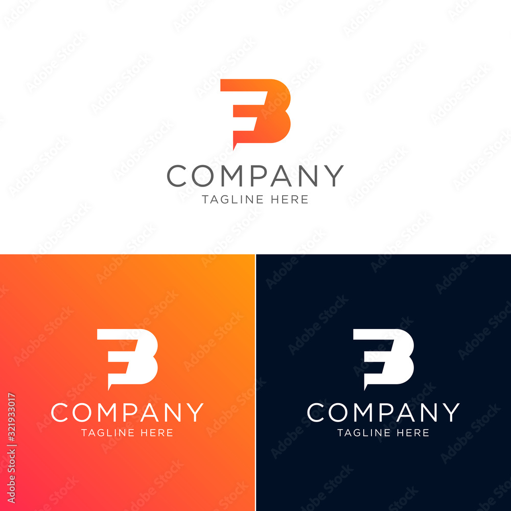 logo design emblem vector letter F B initial negative space modern logo ...