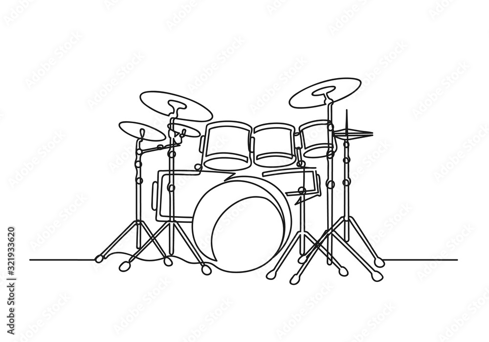 Continuous one line drawing of a drums Stock Vector | Adobe Stock