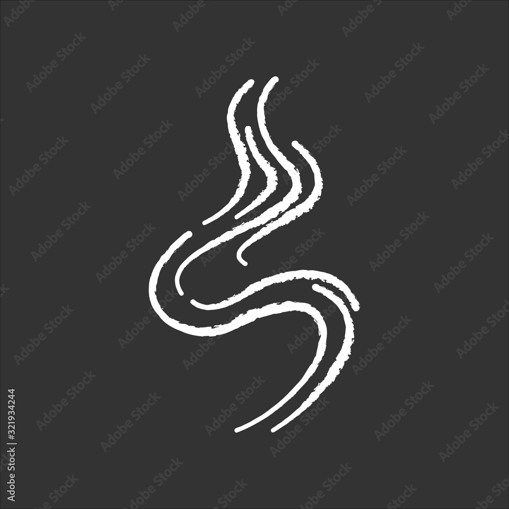 Odor chalk white icon on black background. Good smell. Aroma swirl ...