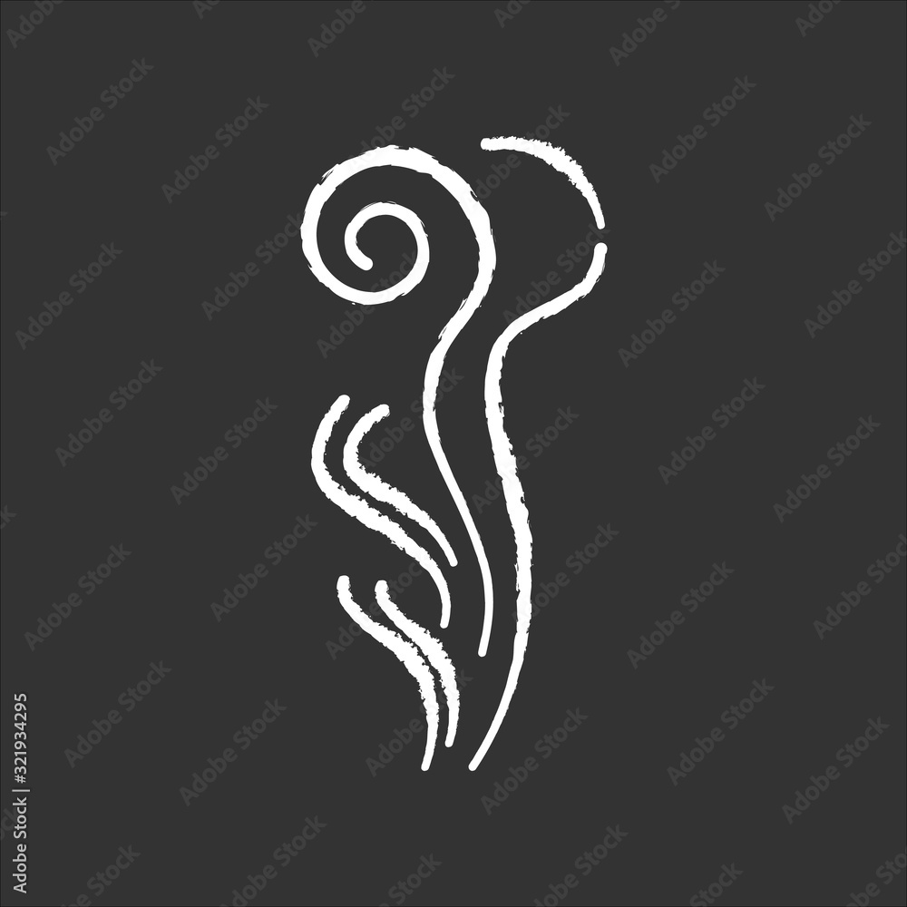 Good odor chalk white icon on black background. Perfume scent swirl ...