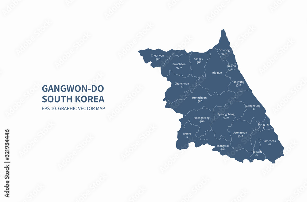 gangwon do map. korea province map. Stock Vector | Adobe Stock