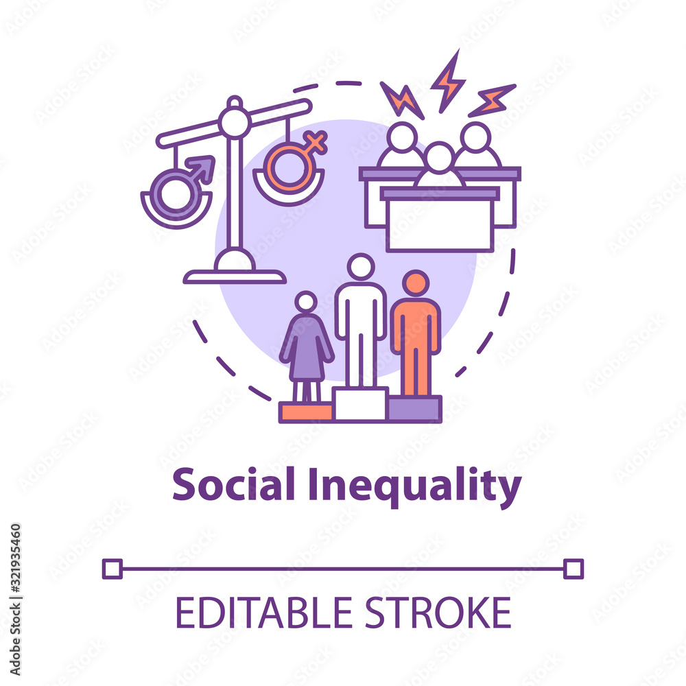 Social inequality concept icon. Unequal opportunities. Career barrier ...