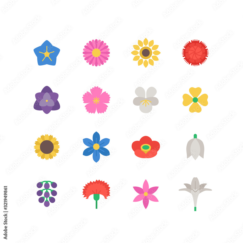 FLOWER ICON SET Stock Vector | Adobe Stock