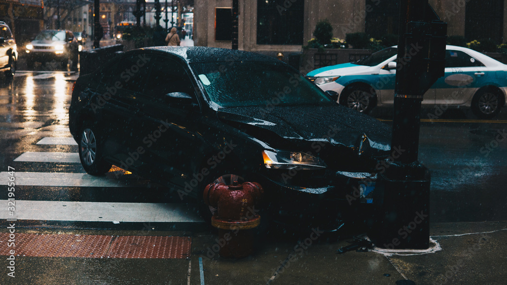 car accident at a busy intersection Stock Photo | Adobe Stock