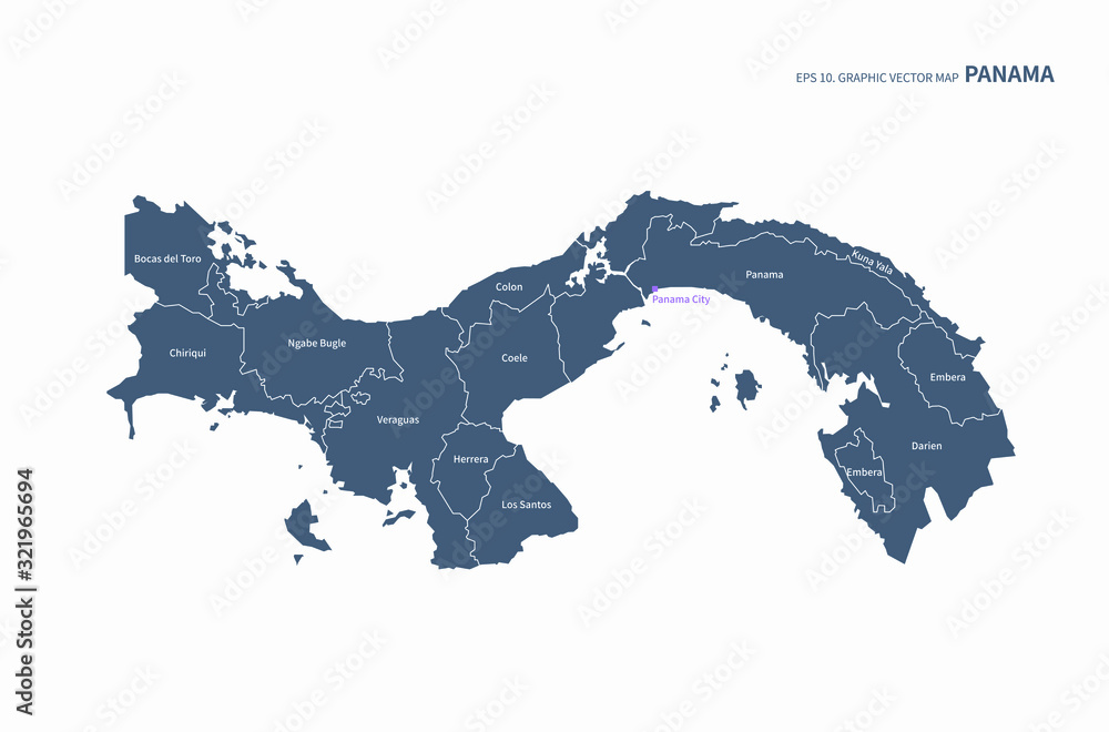graphic vector map of panama. panama map. central america country ...