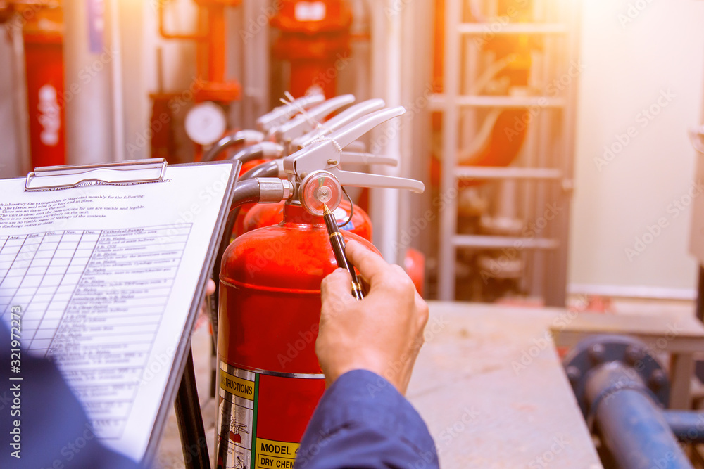 Engineer checking Industrial fire control system,Fire Alarm controller ...
