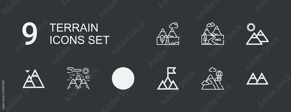Editable 9 terrain icons for web and mobile Stock Vector | Adobe Stock