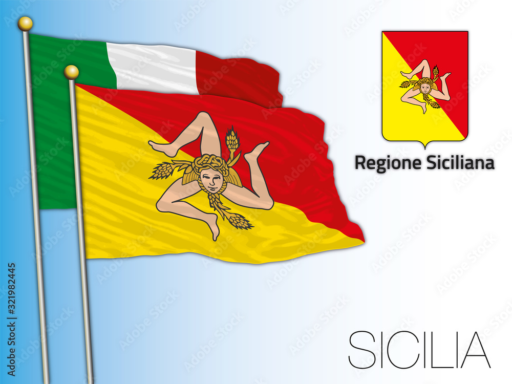 Sardinia or Sardegna official regional flag and coat of arms, Italy ...