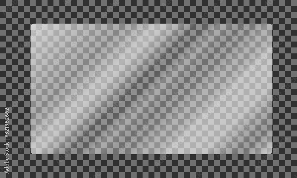 Vector glass rectangle on a transparent background. Transparent mirror ...