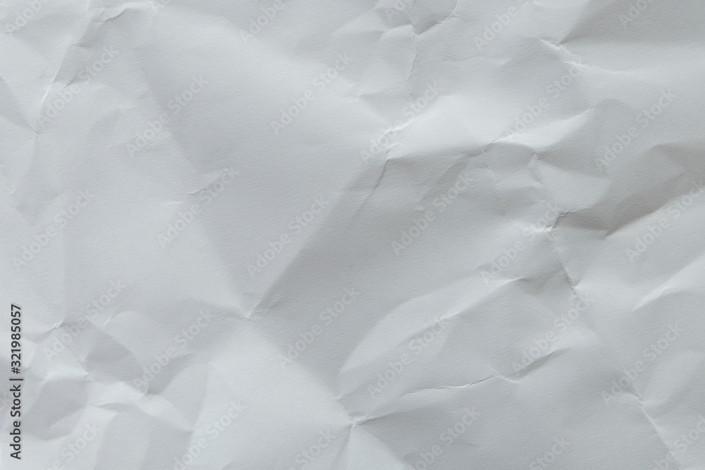 Wrinkled white blank plain paper with shade of light and shadow. Ideal ...