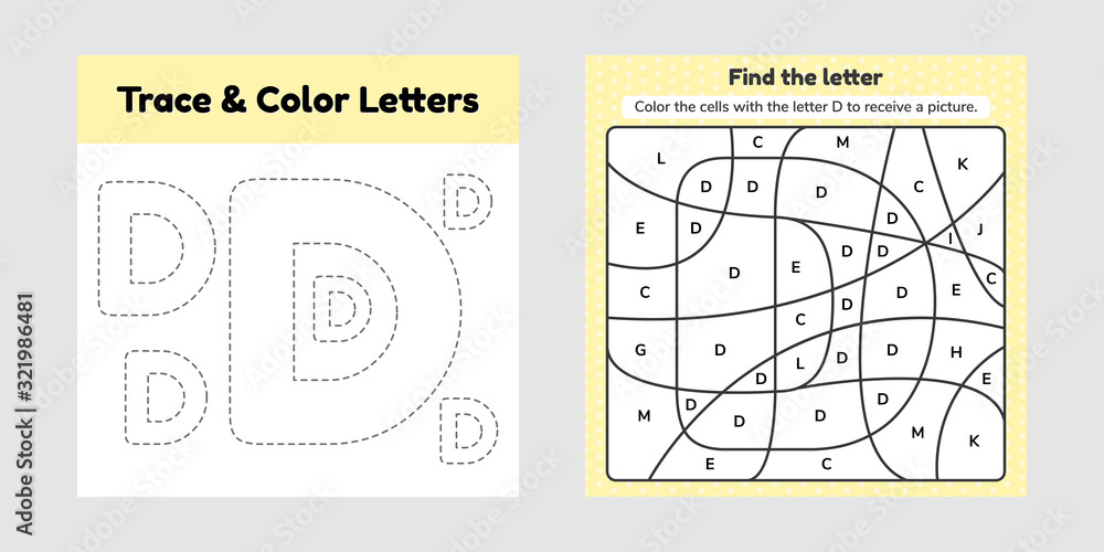 Coloring book letter for kids. Worksheet for preschool, kindergarten ...