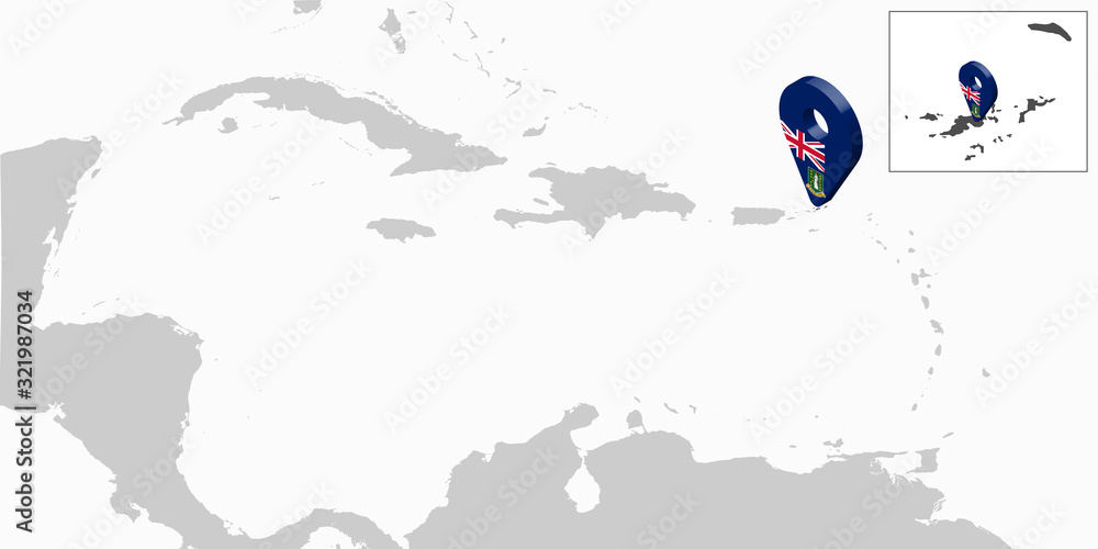 Location Map British Virgin Islands on map Central America. 3d British ...