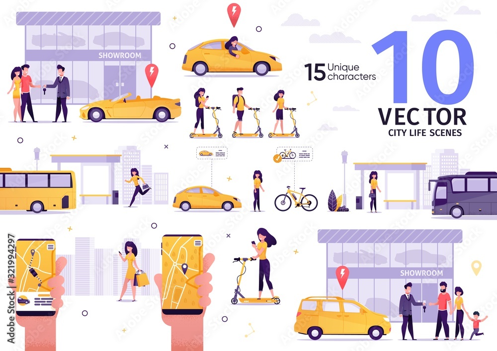 City Passenger Transport, People Transportation Trendy Flat Vector ...