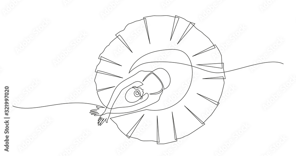 Ballerina. Ballet Dancer. Continuous line drawing. Isolated sketch ...