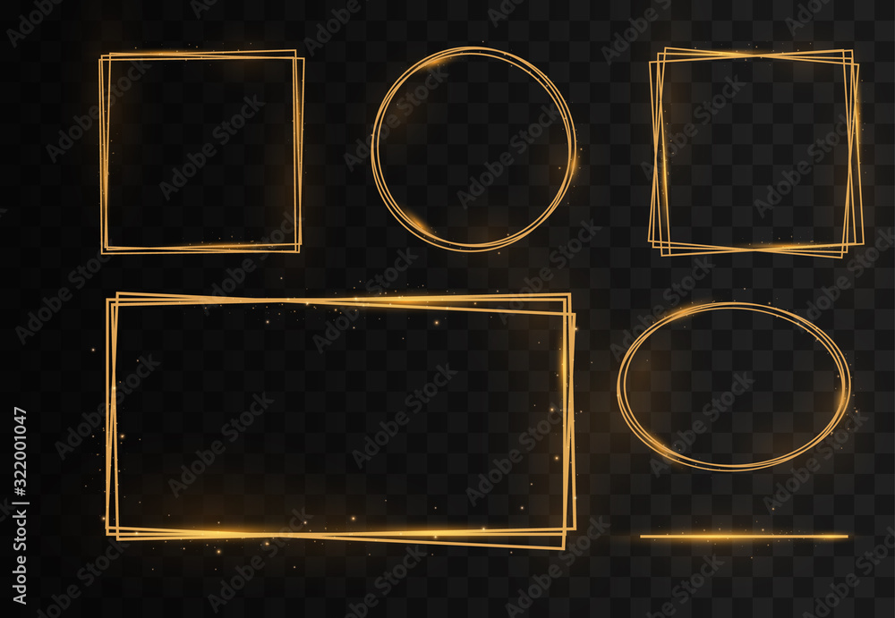 Shining golden frame. Stock Vector | Adobe Stock