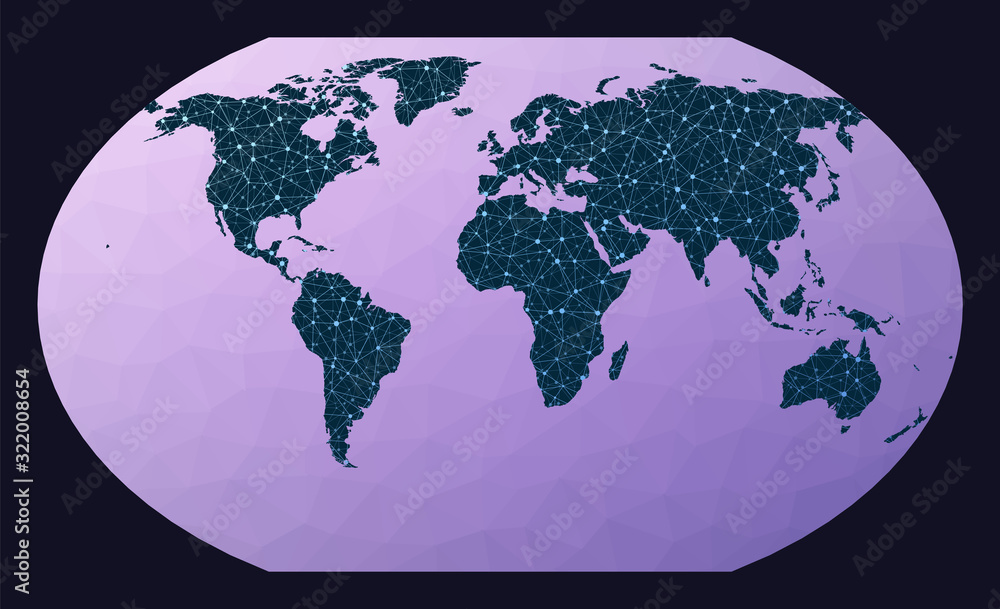 World map connection. Kavrayskiy VII pseudocylindrical projection ...