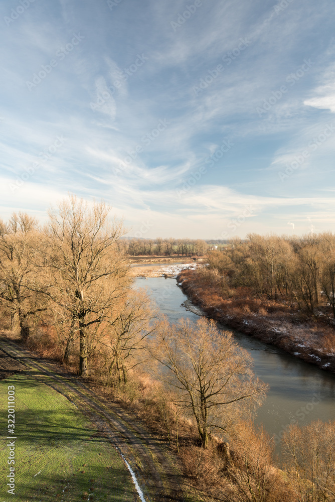 Odra river from view tower on Graniczne Meandry Odry in polish - czech ...