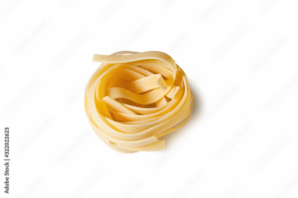 Typical Italian pasta "Tagliatelle" isolated on white background Stock ...